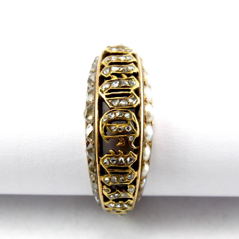 Rare Victorian Pearl Diamond Souvenir Ambigram Ring at 1stDibs ...