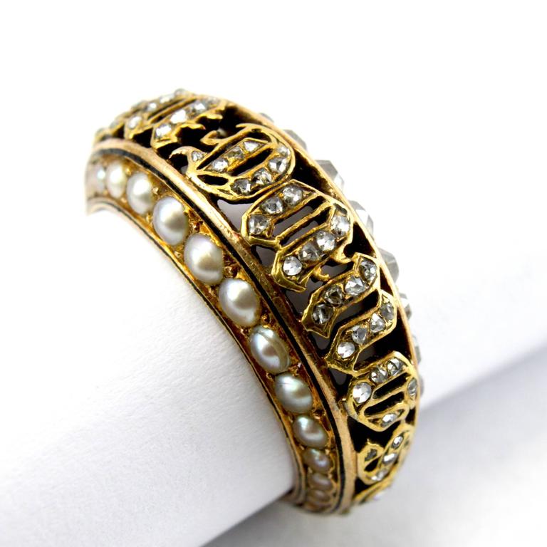 Rare Victorian Pearl Diamond Souvenir Ambigram Ring at 1stDibs ...