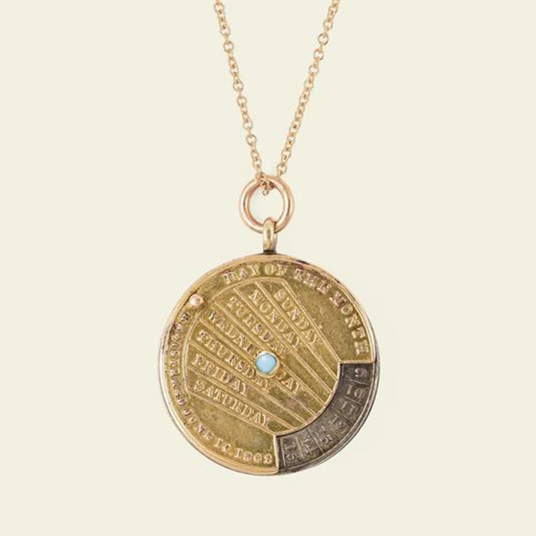 Victorian Perpetual Calendar Pendant with Turquoise at 1stDibs