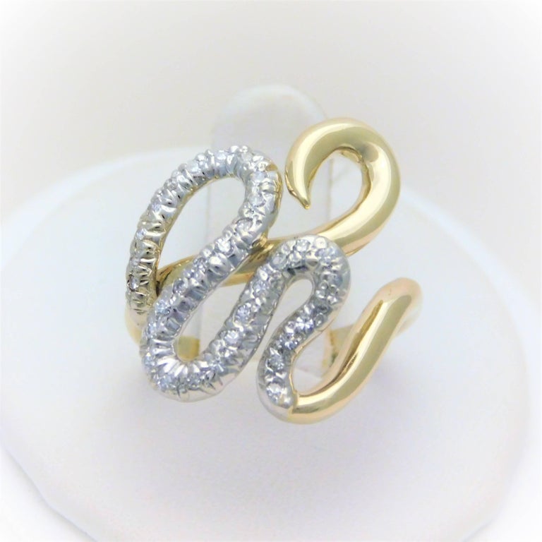 Vintage 14 Karat Gold Designer Diamond Snake Ring For Sale at 1stDibs ...