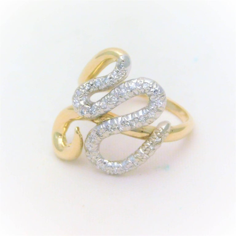 Vintage 14 Karat Gold Designer Diamond Snake Ring For Sale at 1stDibs ...