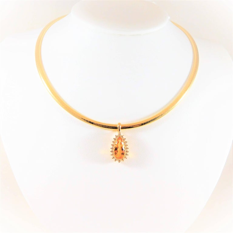 7.60 Carat Pear-Faceted Honey Topaz and Diamond Detachable Enhancer ...