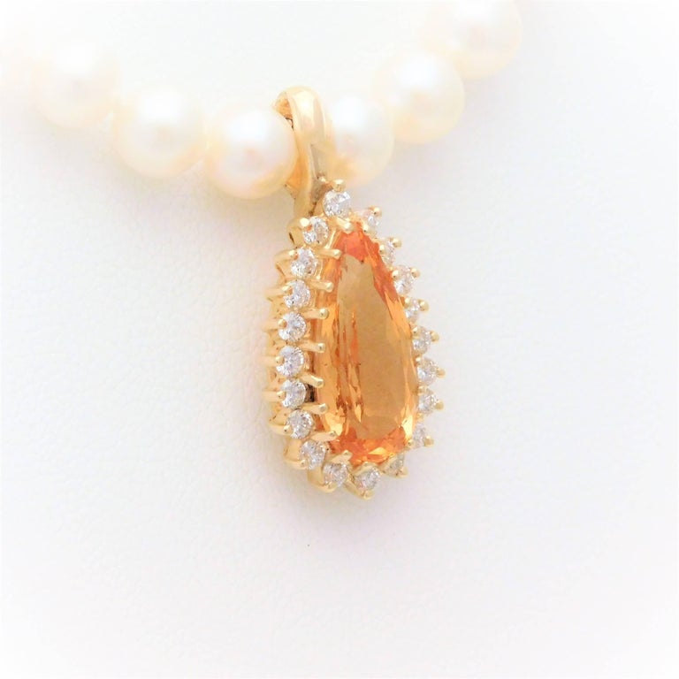 7.60 Carat Pear-Faceted Honey Topaz and Diamond Detachable Enhancer ...