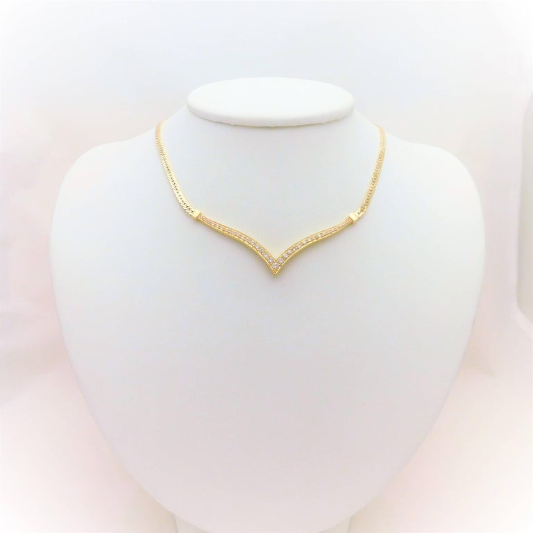 Vintage 14 Karat Gold V Diamond Pendant Necklace For Sale at 1stDibs ...