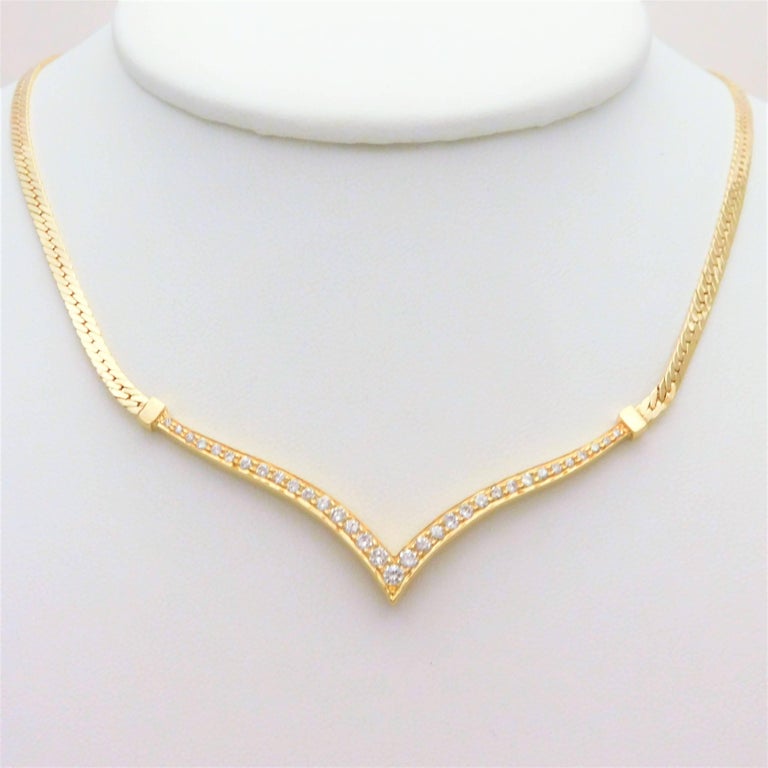 Vintage 14 Karat Gold V Diamond Pendant Necklace For Sale at 1stDibs ...