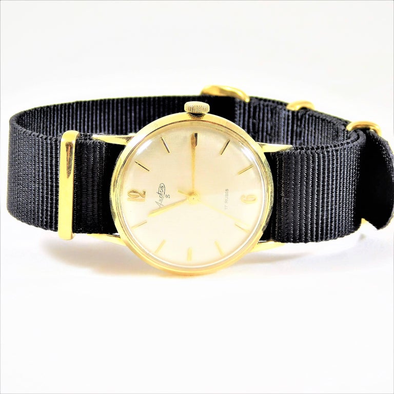 Arctos S Yellow Gold Vintage German Military Manual Wristwatch at ...