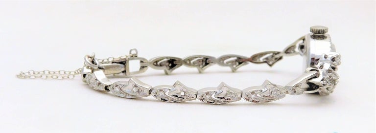 Andre Cherval Ladies White Gold Diamond art deco wristwatch at 1stDibs