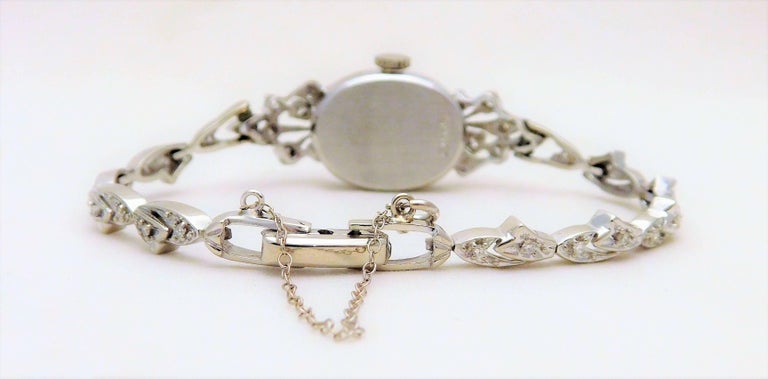 Andre Cherval Ladies White Gold Diamond art deco wristwatch at 1stDibs