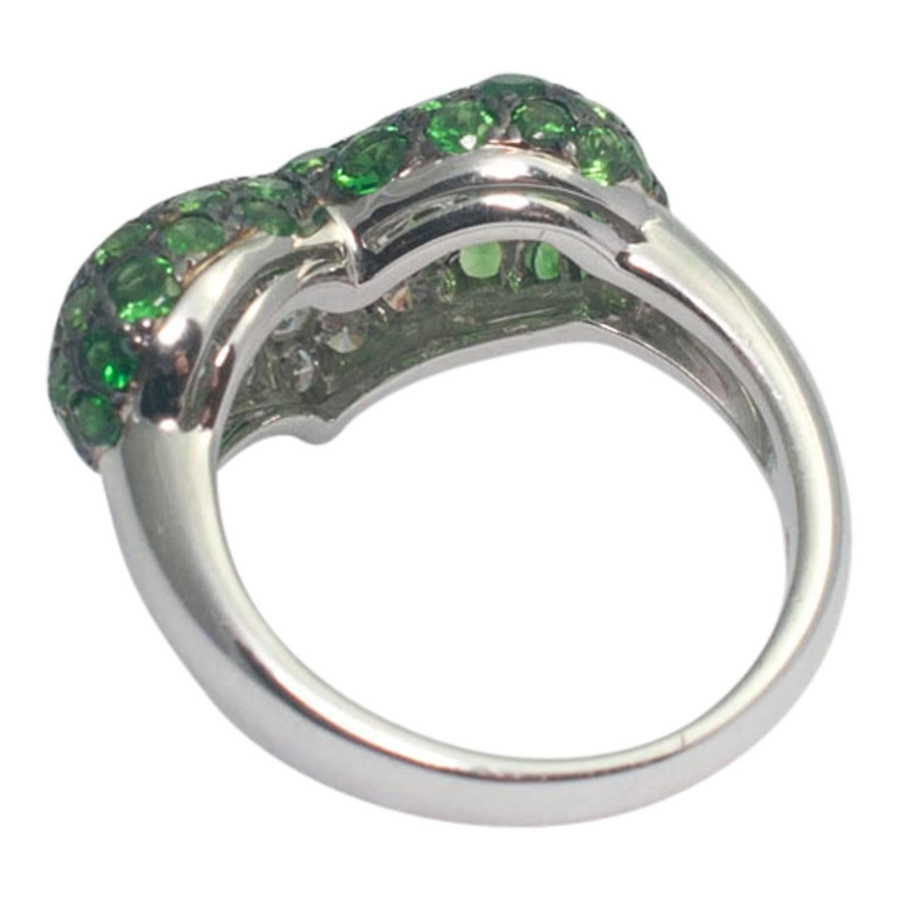 Chatila Diamond Tsavorite Garnet Gold Heart Ring at 1stDibs