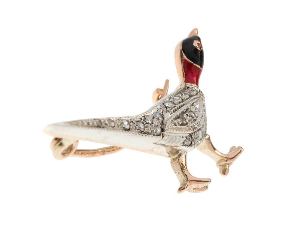 Handcrafted Italian Gold Diamond and Enamel Pheasant Brooch at 1stDibs ...