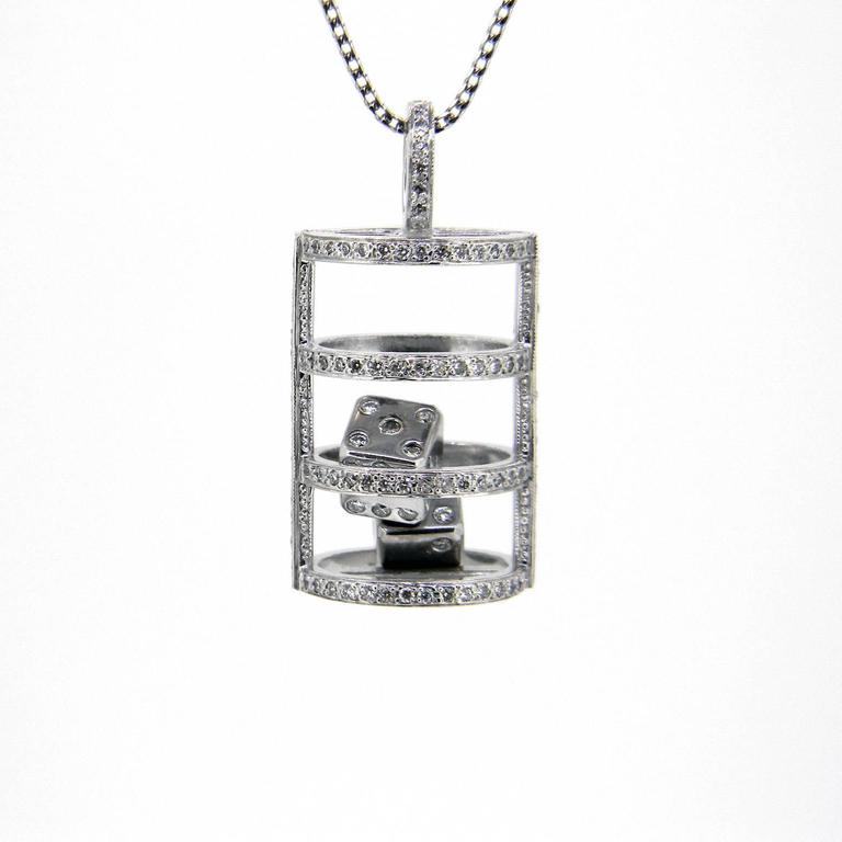 Handmade 18ct White Gold Casino Royale Diamond Dice Pendant For Sale at ...