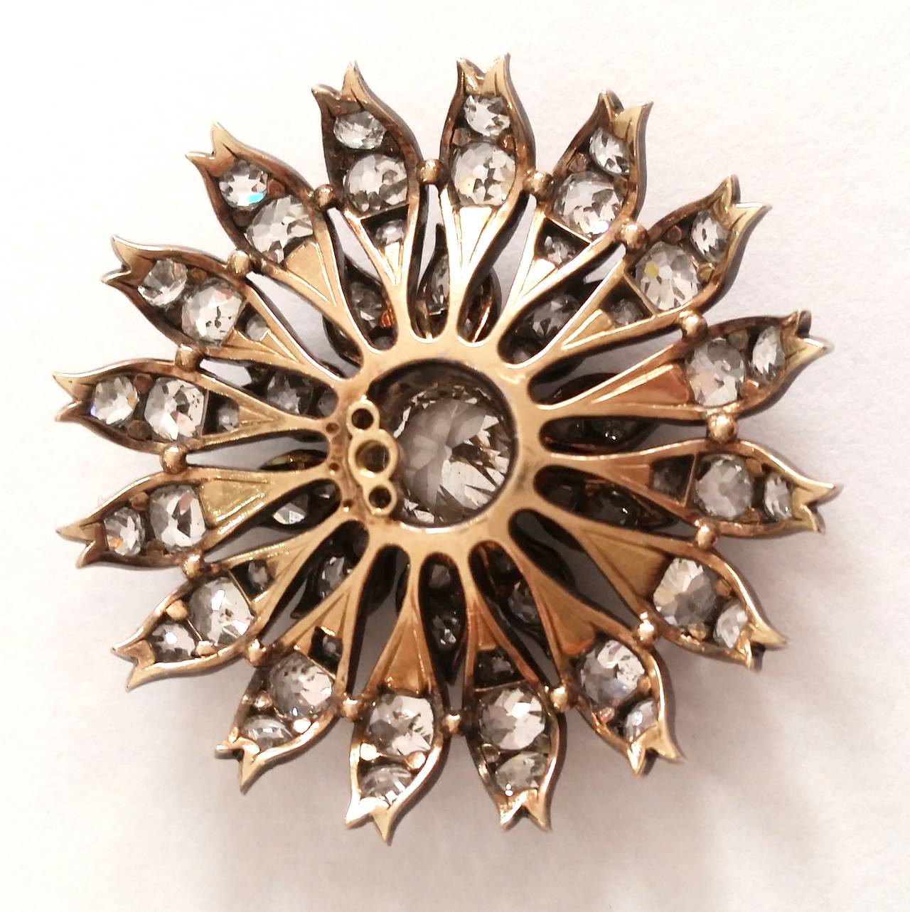 19th Century Diamond Flower Pendant Brooch Ring For Sale at 1stDibs
