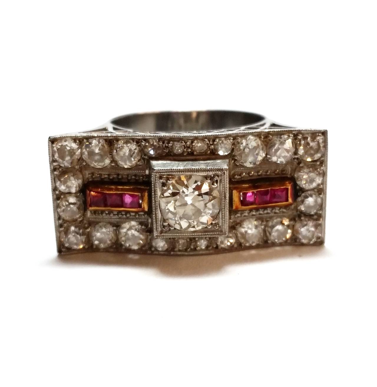 Diamond Platinum Chevalier Ring at 1stDibs