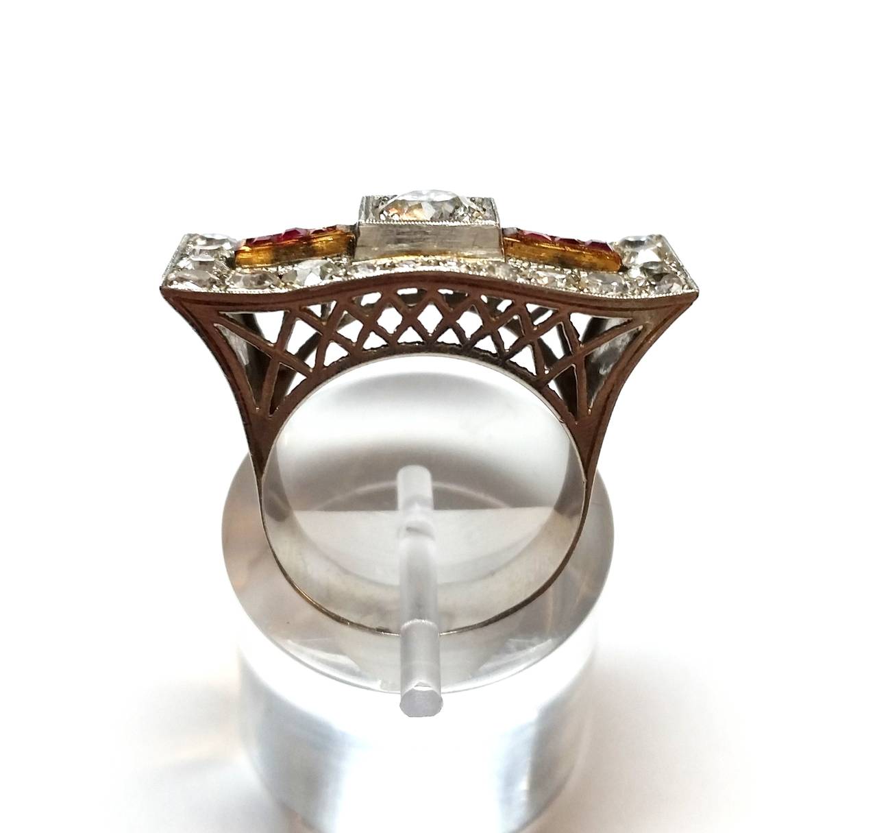 Diamond Platinum Chevalier Ring at 1stDibs