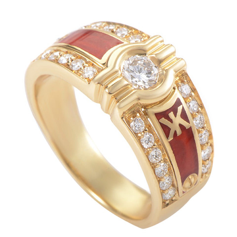 Korloff Red Enamel Diamond Gold Ring at 1stDibs | korloff rings ...