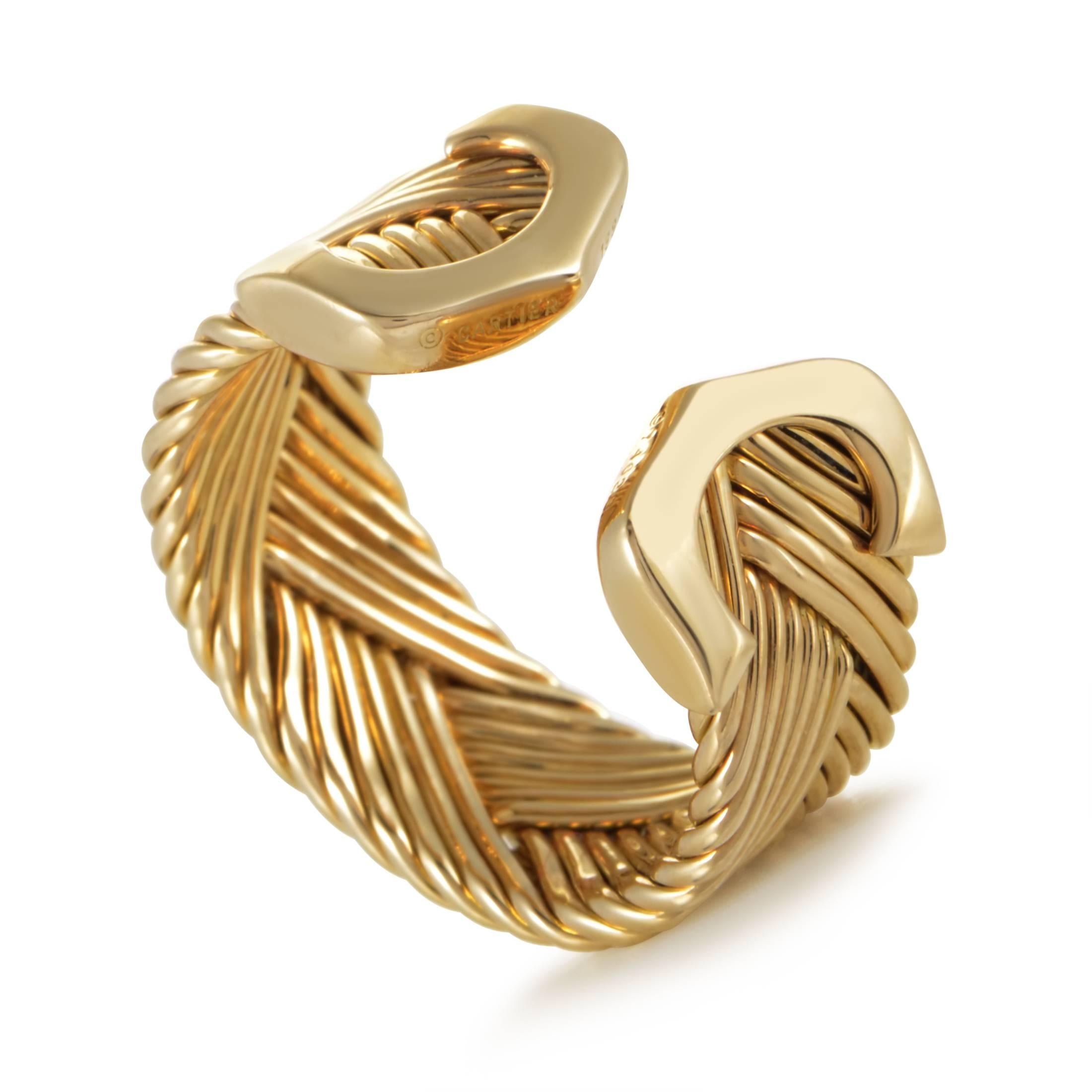 Cartier C de Cartier Yellow Gold Open Band Ring at 1stDibs