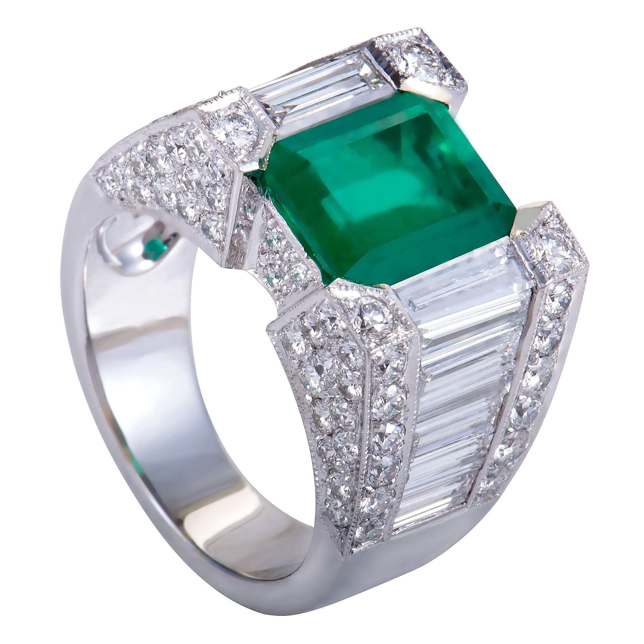 Emerald Diamond Pave Ring at 1stDibs
