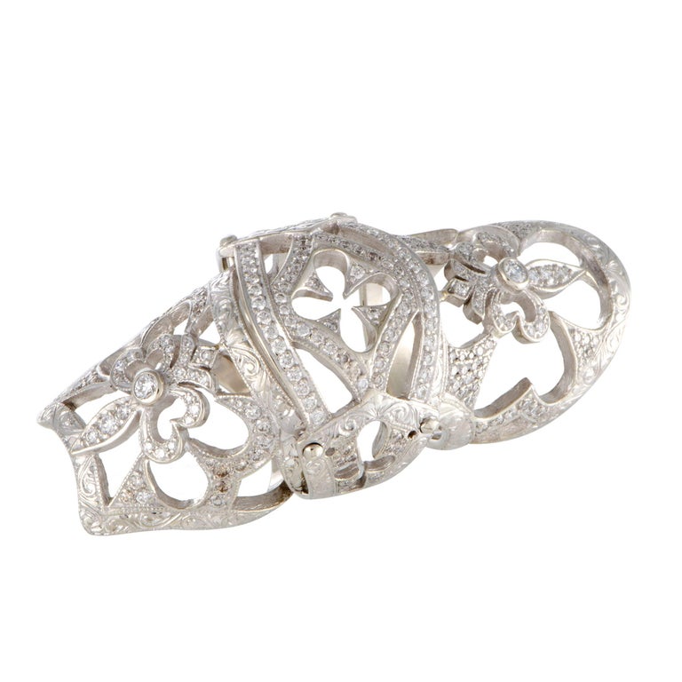 Loree Rodkin Full Diamond Pave White Gold Bondage Ring at 1stDibs