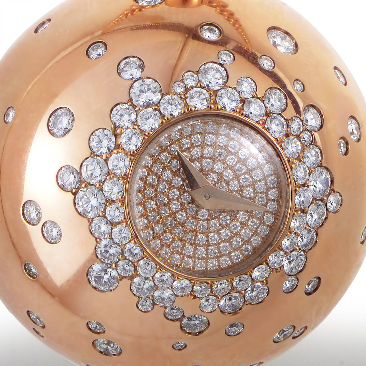 de Grisogono Lady's Rose Gold Diamond Boule Watch Necklace at 1stDibs