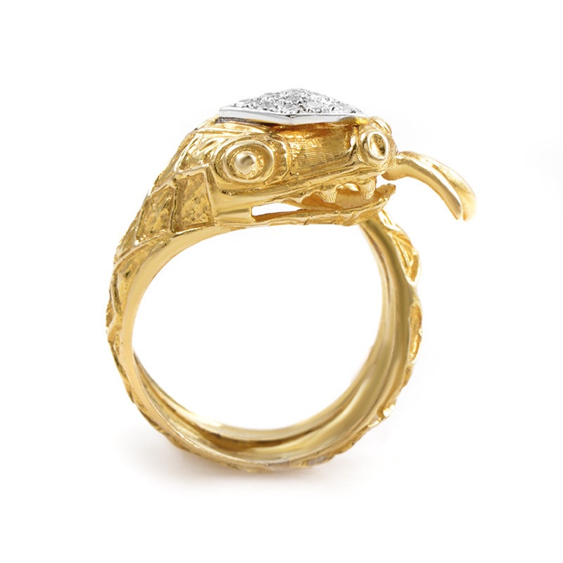 Diamond Multi-Tone Gold Snake Band Ring at 1stDibs