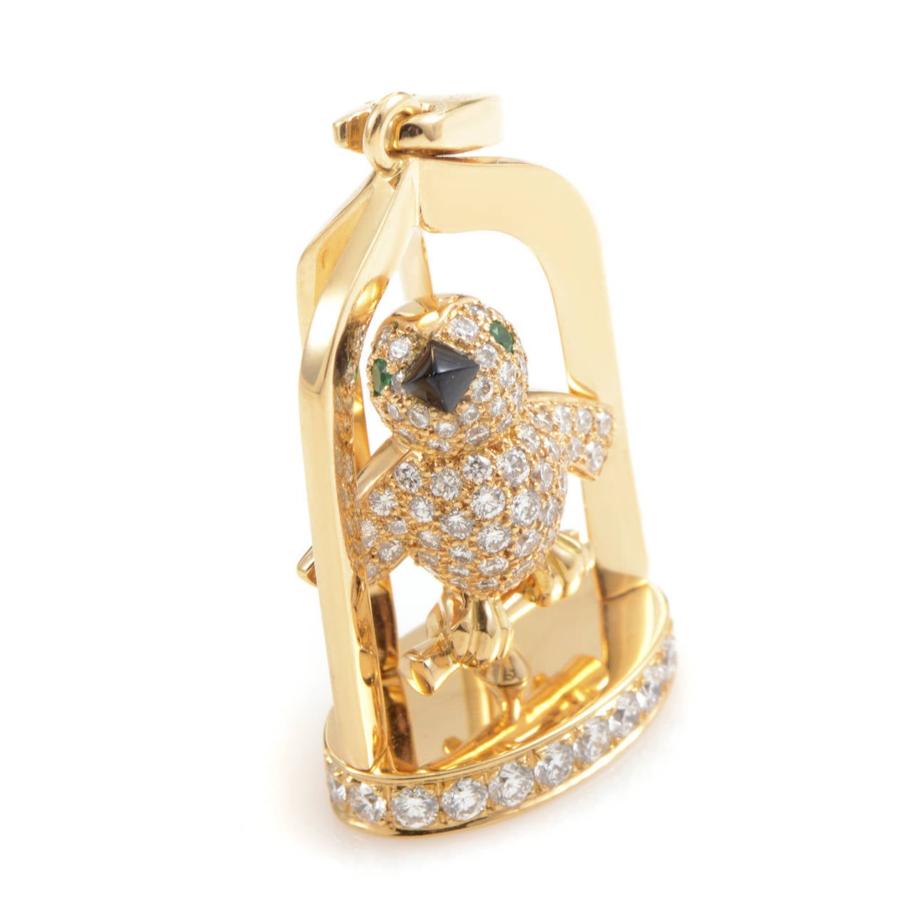 Cartier Precious Gemstone Gold Birdcage Pendant For Sale at 1stDibs