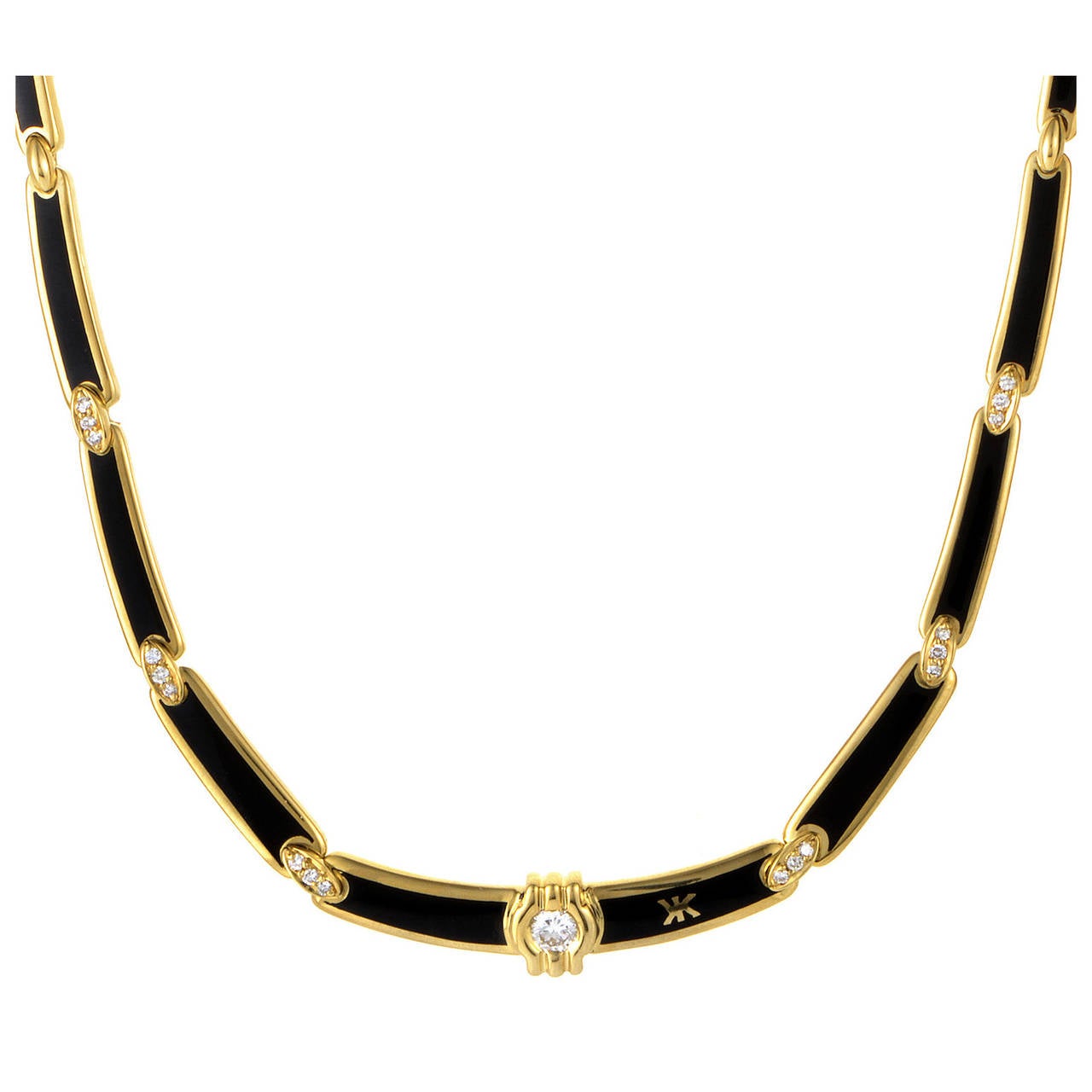 Korloff Black Enamel Diamond Gold Necklace at 1stDibs | korloff necklace