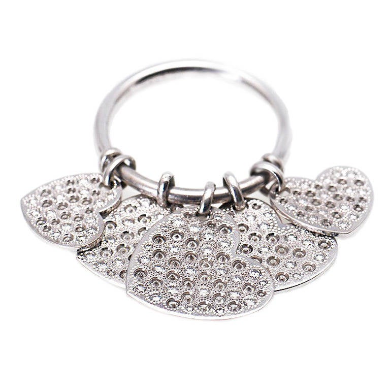 Dior Diamond Gold Hearts Dangle Ring at 1stDibs | dangle rings, dior ...