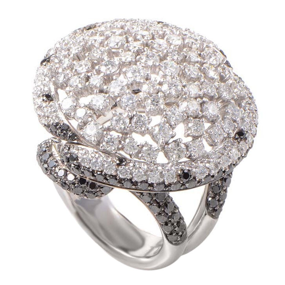 Crivelli Multi-Diamond Pave Gold Cocktail Ring at 1stDibs