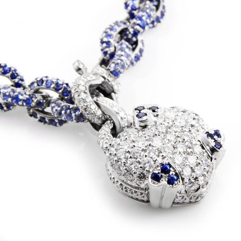 Judith Ripka Sapphire Diamond Gold Necklace at 1stDibs