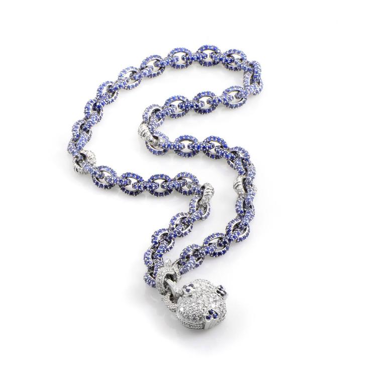 Judith Ripka Sapphire Diamond Gold Necklace at 1stDibs