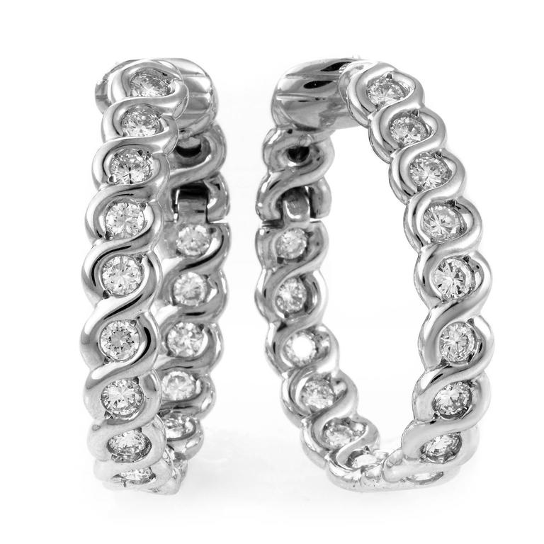 Van Cleef and Arpels Diamond Gold Hoop Earrings For Sale at 1stDibs