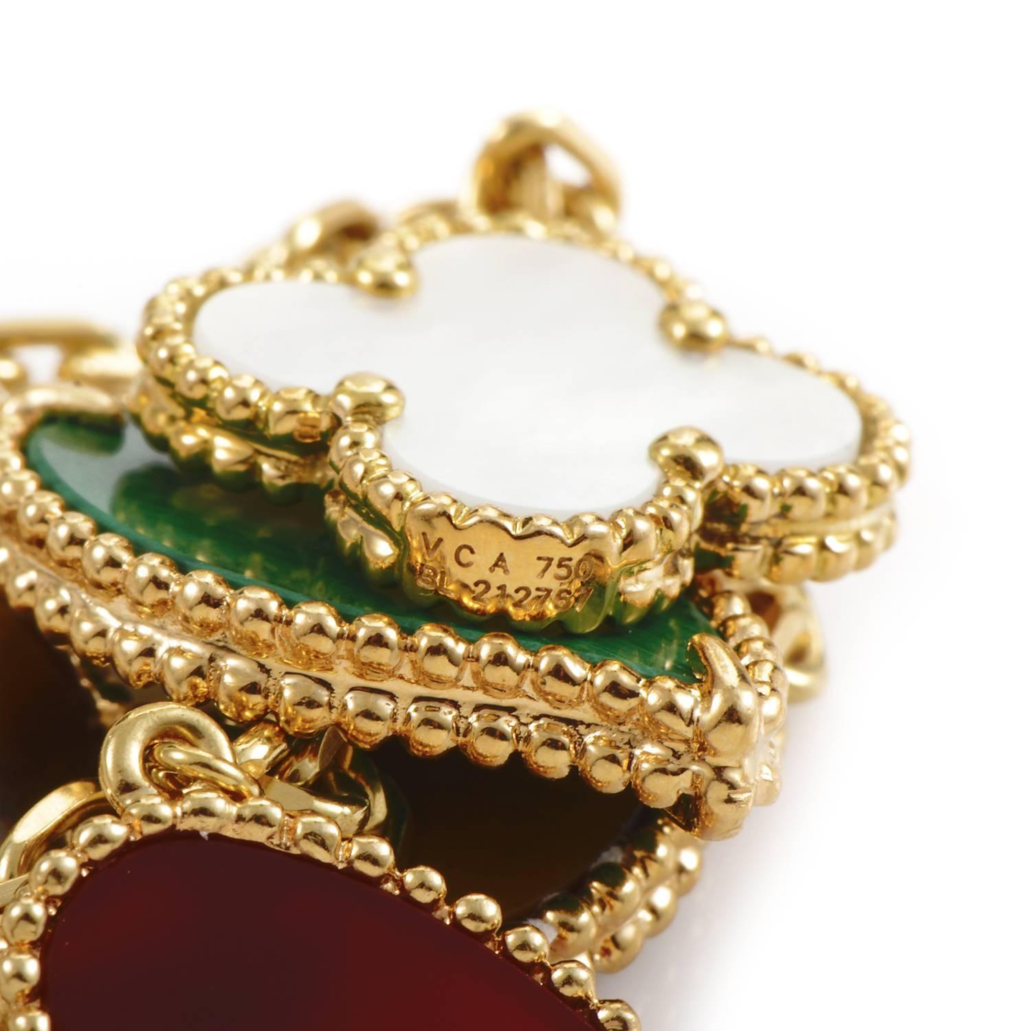 Van Cleef and Arpels Lucky Alhambra Gold Charm Bracelet at 1stdibs