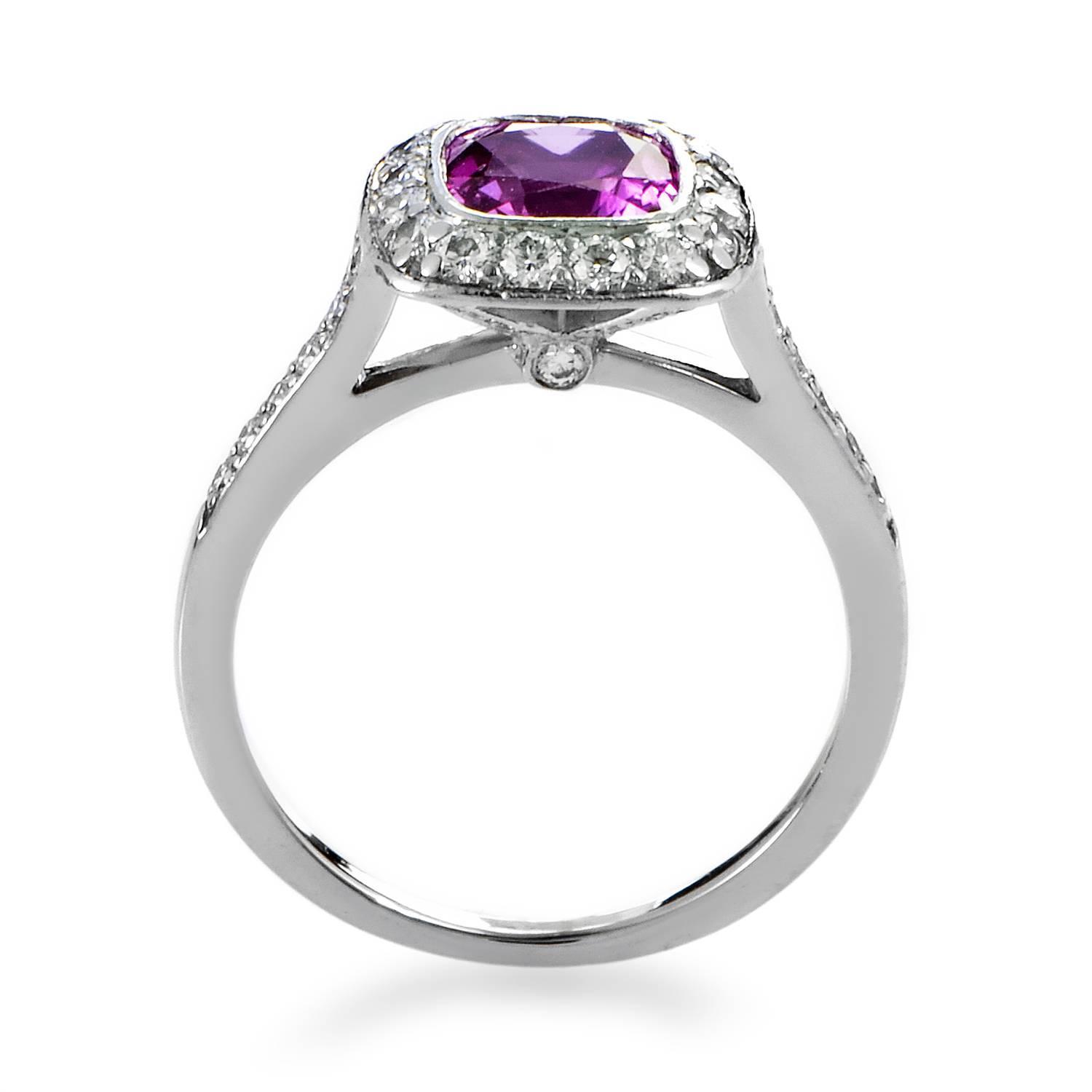 Tiffany and Co. Legacy Pink Sapphire Diamond Platinum Ring at 1stdibs