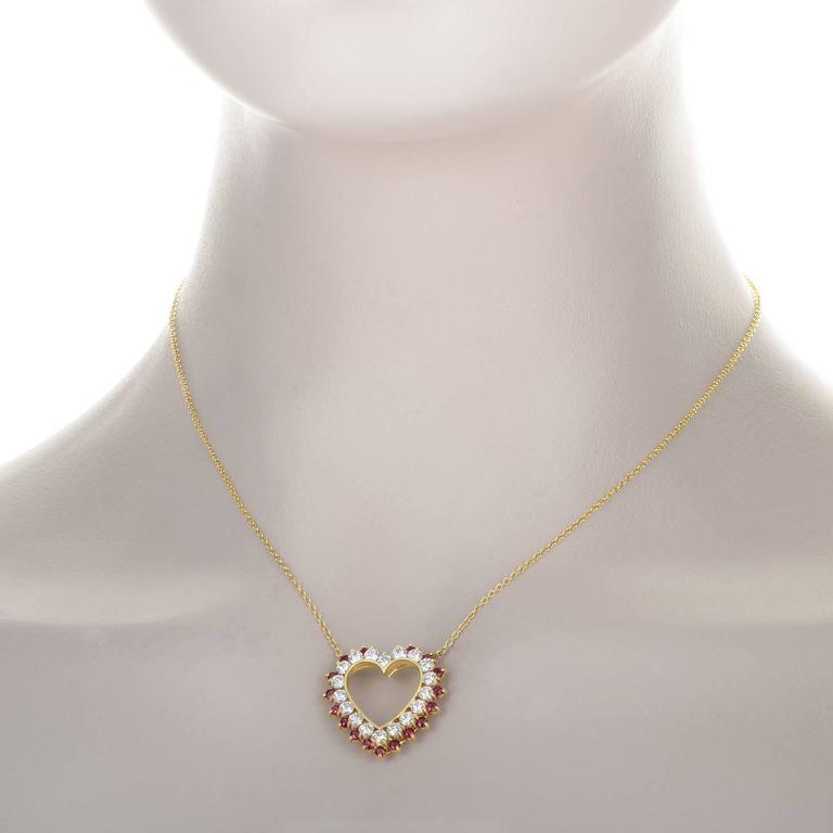 Tiffany and Co. Ruby Diamond Gold Heart Pendant Necklace at 1stDibs ...