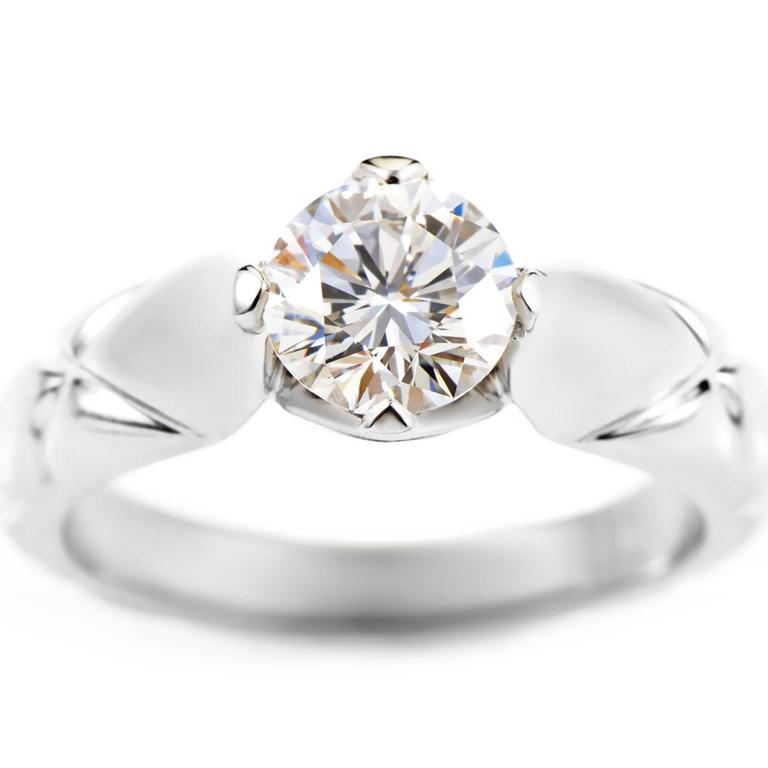 Chanel Matelasse 1.03 Carat Diamond Platinum Solitaire Engagement Ring ...
