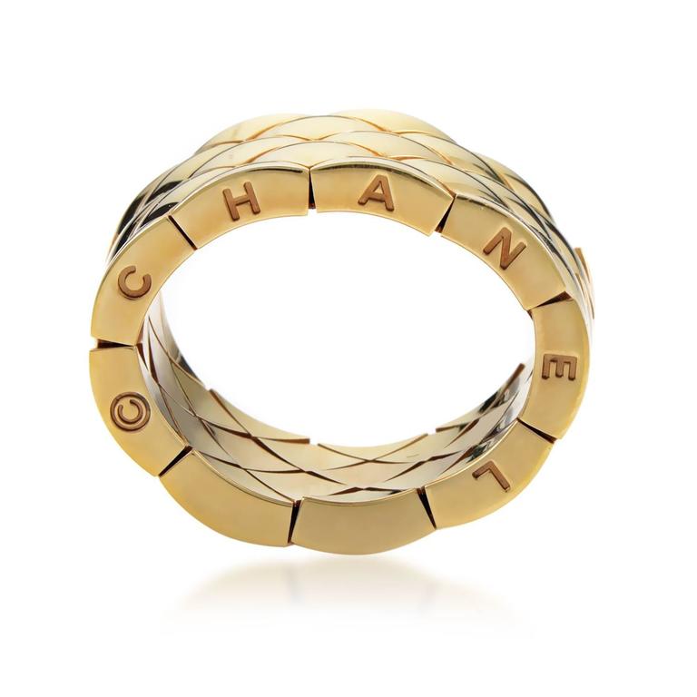 Chanel Matelasse Gold Wide Band Ring at 1stDibs | chanel gold band ring ...
