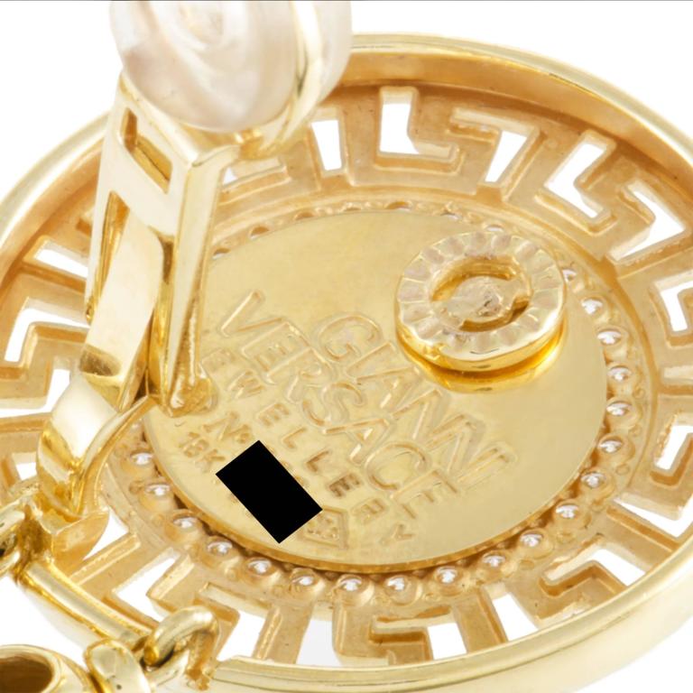 Versace Diamond Yellow Gold Clip-On Dangle Earrings at 1stDibs ...