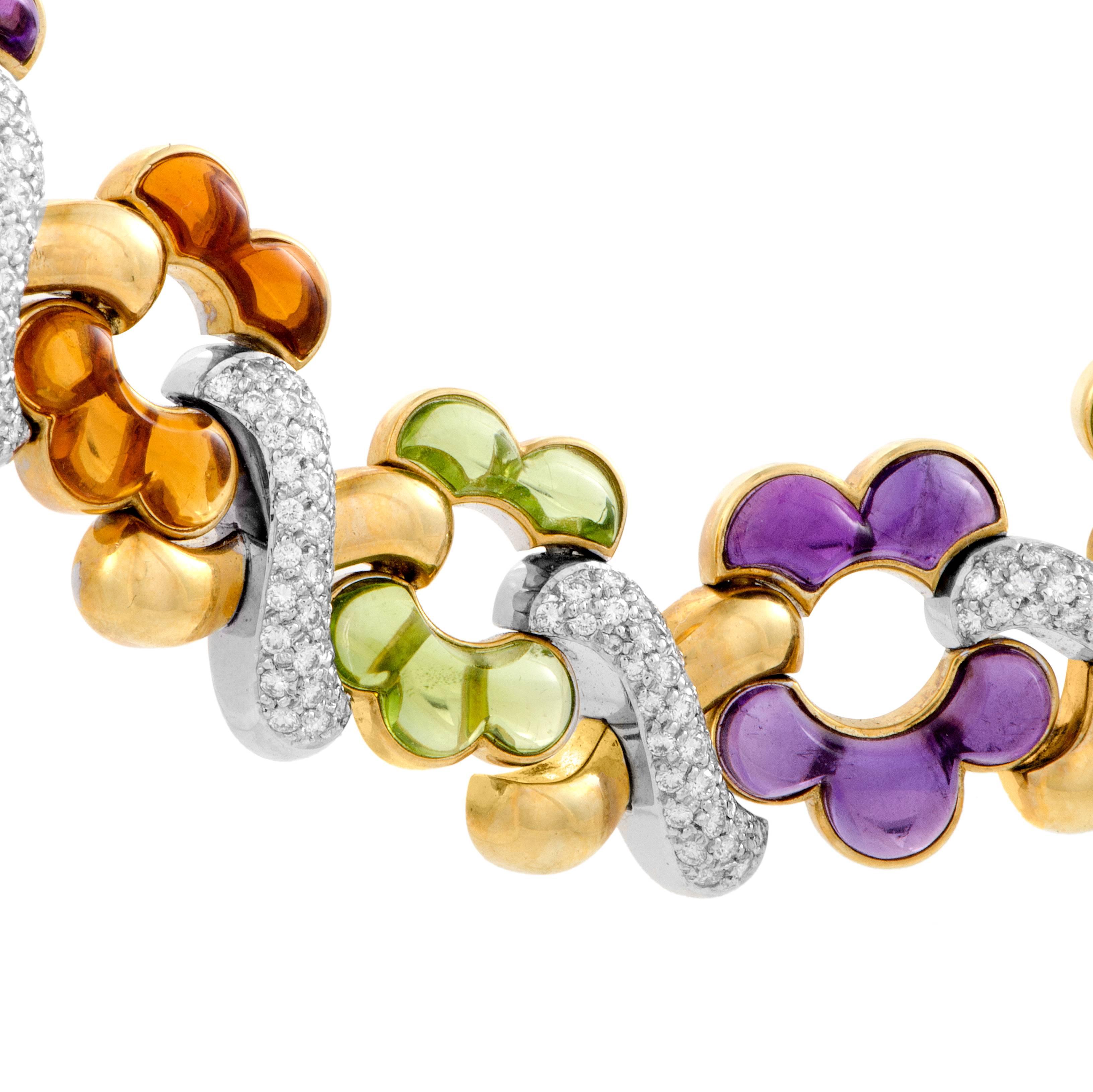 Garrard Diamond and Multi Gem 18 Karat Gold Necklace at 1stDibs