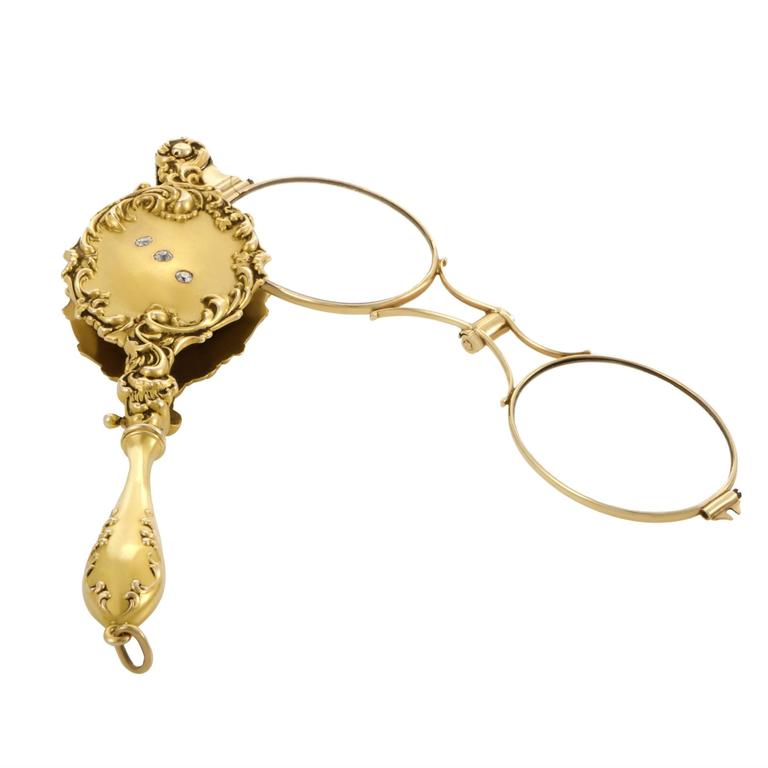 Diamond Yellow Gold Lorgnette at 1stDibs