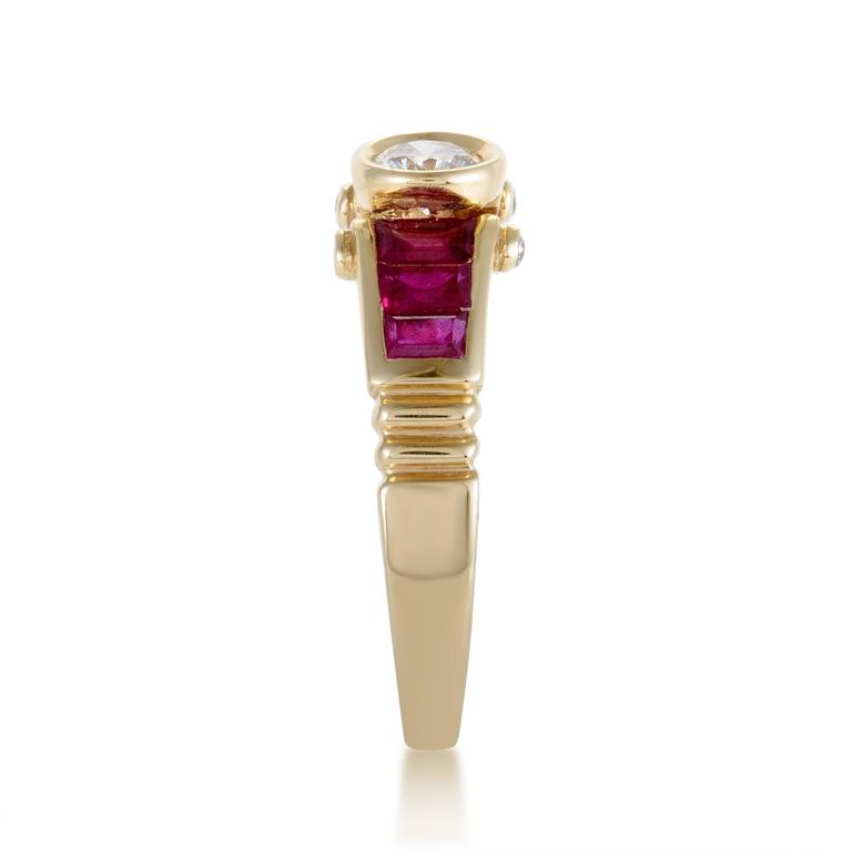 Korloff Diamond Ruby Baguette Yellow Gold Ring at 1stDibs
