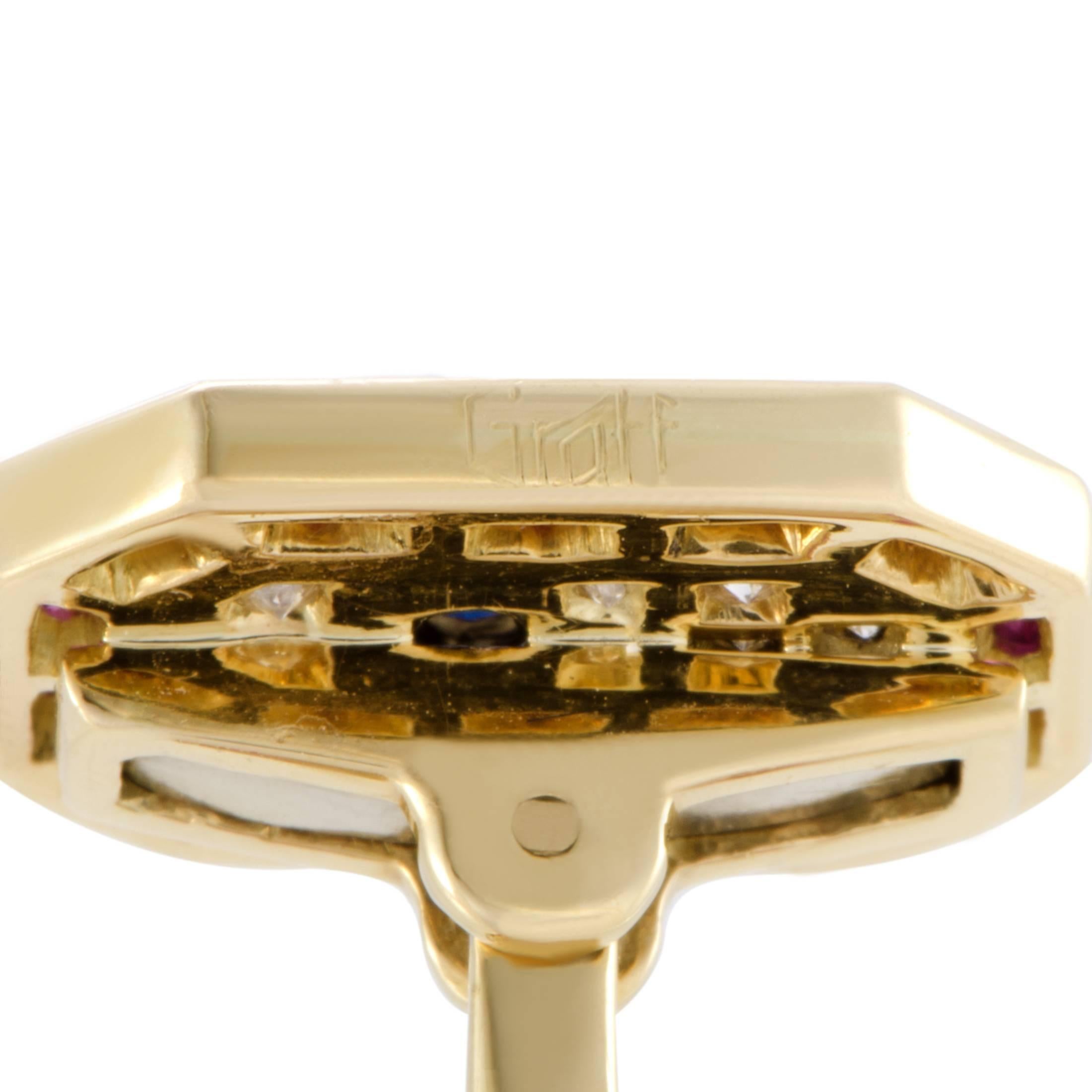 Graff Ruby Sapphire Pave Diamonds Yellow Gold Cufflinks at 1stDibs ...