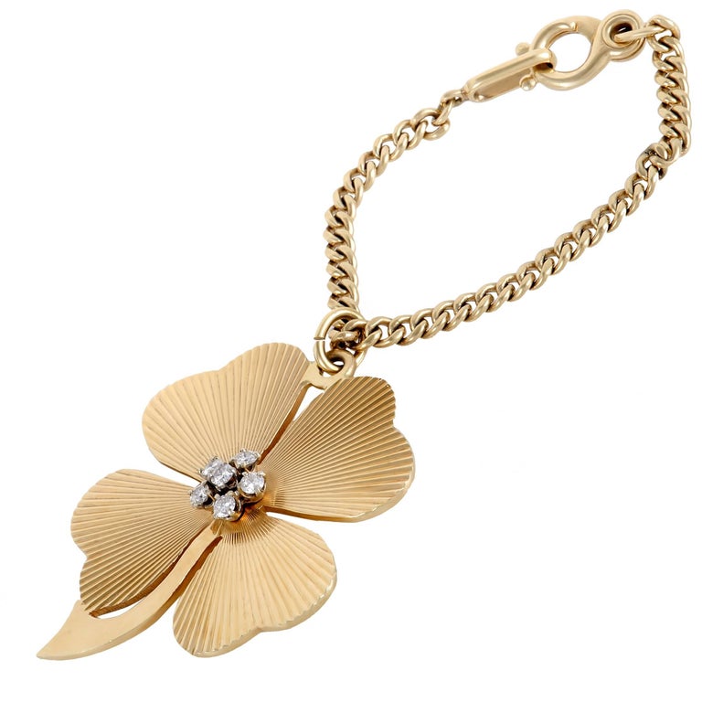 Tiffany and Co. Diamond Yellow Gold Four-Leaf Clover Key Chain at ...