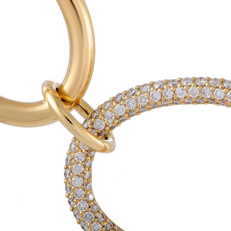 Remas Diamond Pave Large Oval Links Yellow Gold Collar Necklace at ...