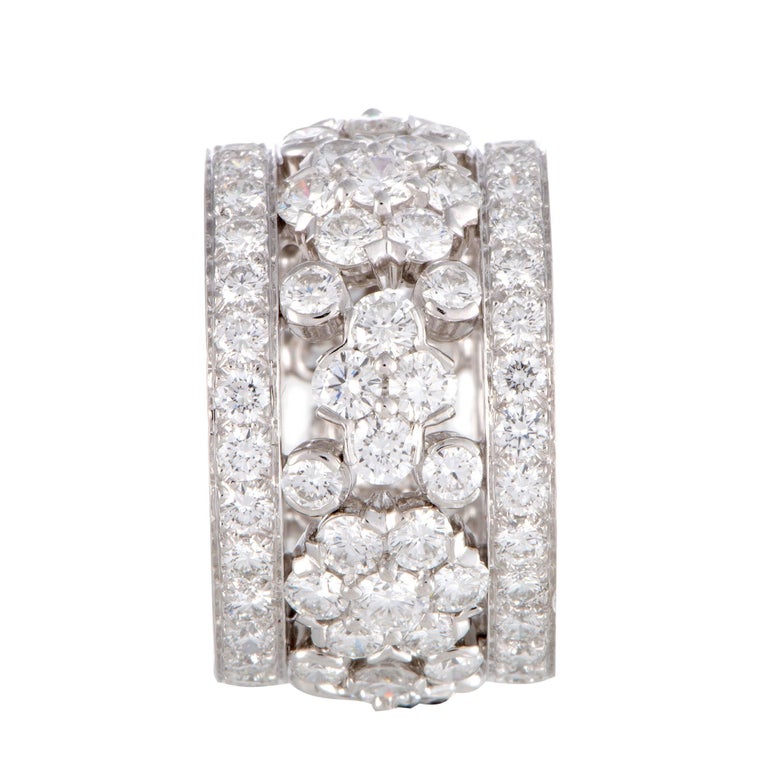 Van Cleef and Arpels Snowflake Diamond Platinum Band Ring at 1stDibs ...