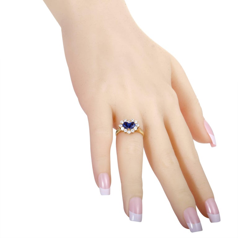 Graff Diamond and Sapphire Heart Yellow Gold Ring at 1stDibs