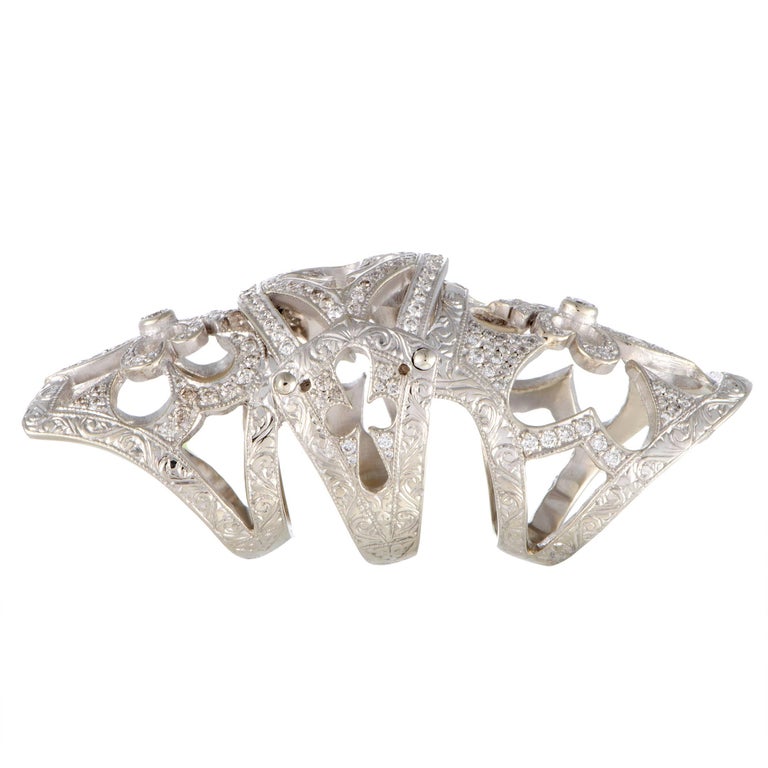 Loree Rodkin Full Diamond Pave White Gold Bondage Ring at 1stDibs