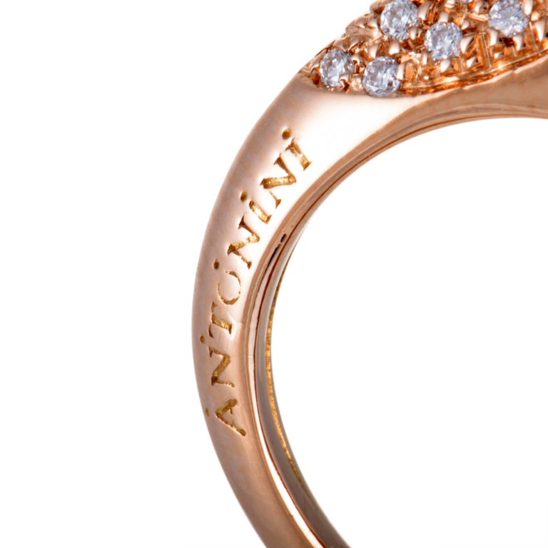 Antonini Panama Diamond and Double Smoky Topaz Rose Gold Ring at 1stDibs