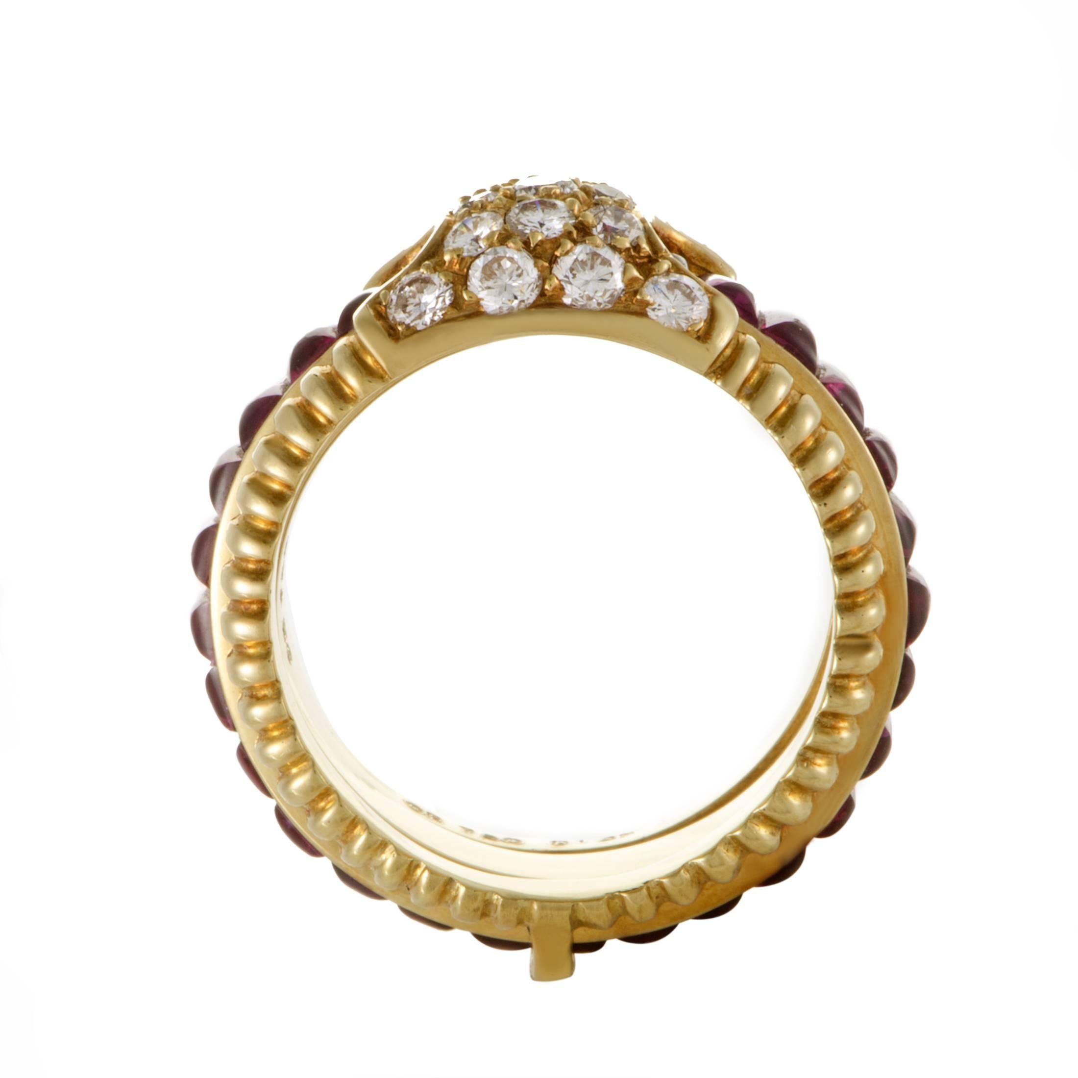 Dior Ruby Insert Diamond Yellow Gold Band Ring Set at 1stDibs | dior ...