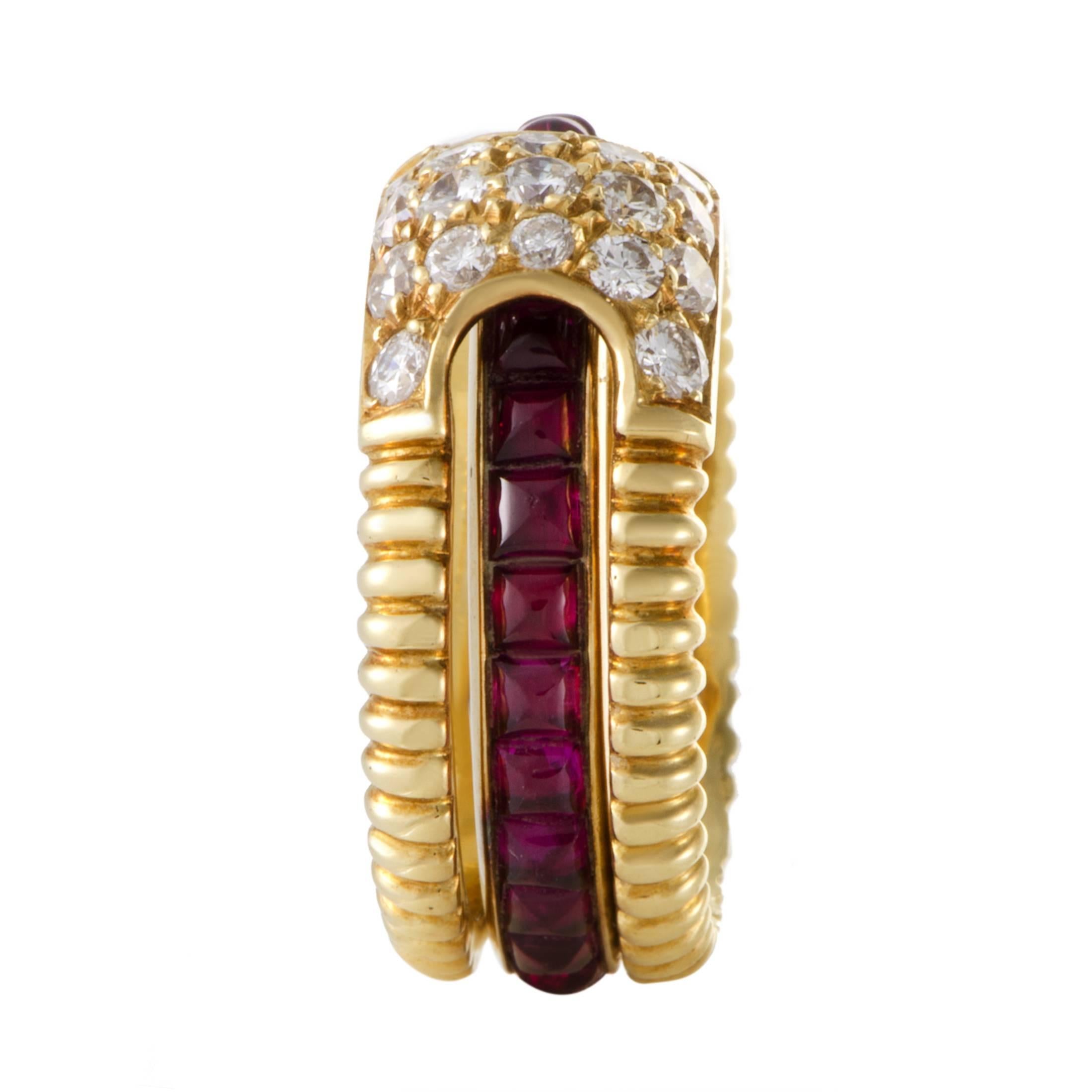 Dior Ruby Insert Diamond Yellow Gold Band Ring Set at 1stDibs | dior ...