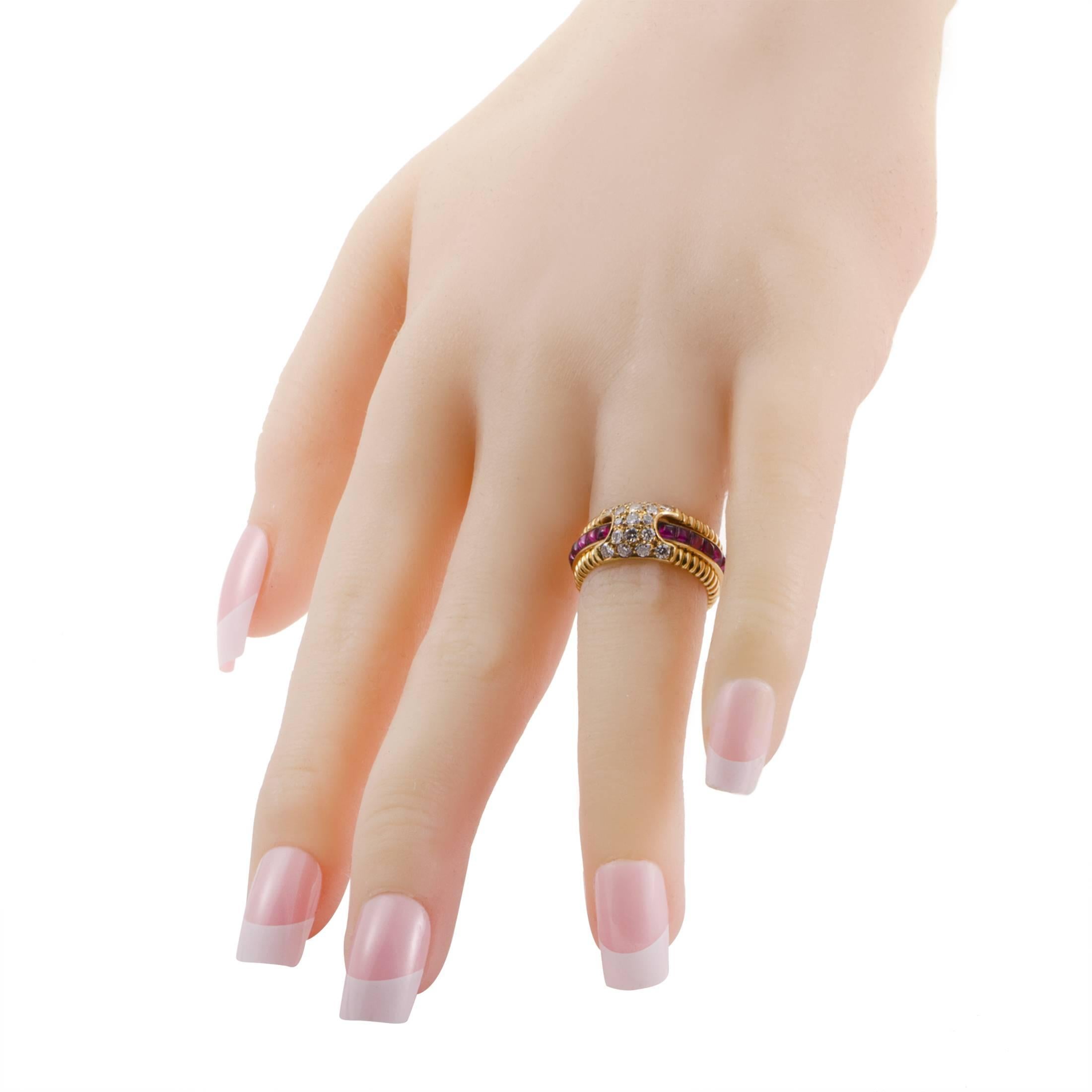 Dior Ruby Insert Diamond Yellow Gold Band Ring Set at 1stDibs | dior ...